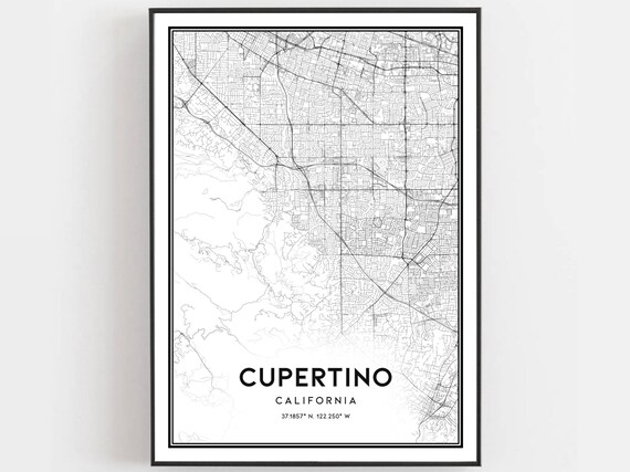 Cupertino Map Print Cupertino Map Poster Wall Art Ca City - Etsy