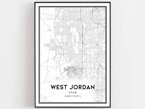 West Jordan Map Print West Jordan Map Poster Wall Art Ut | Etsy