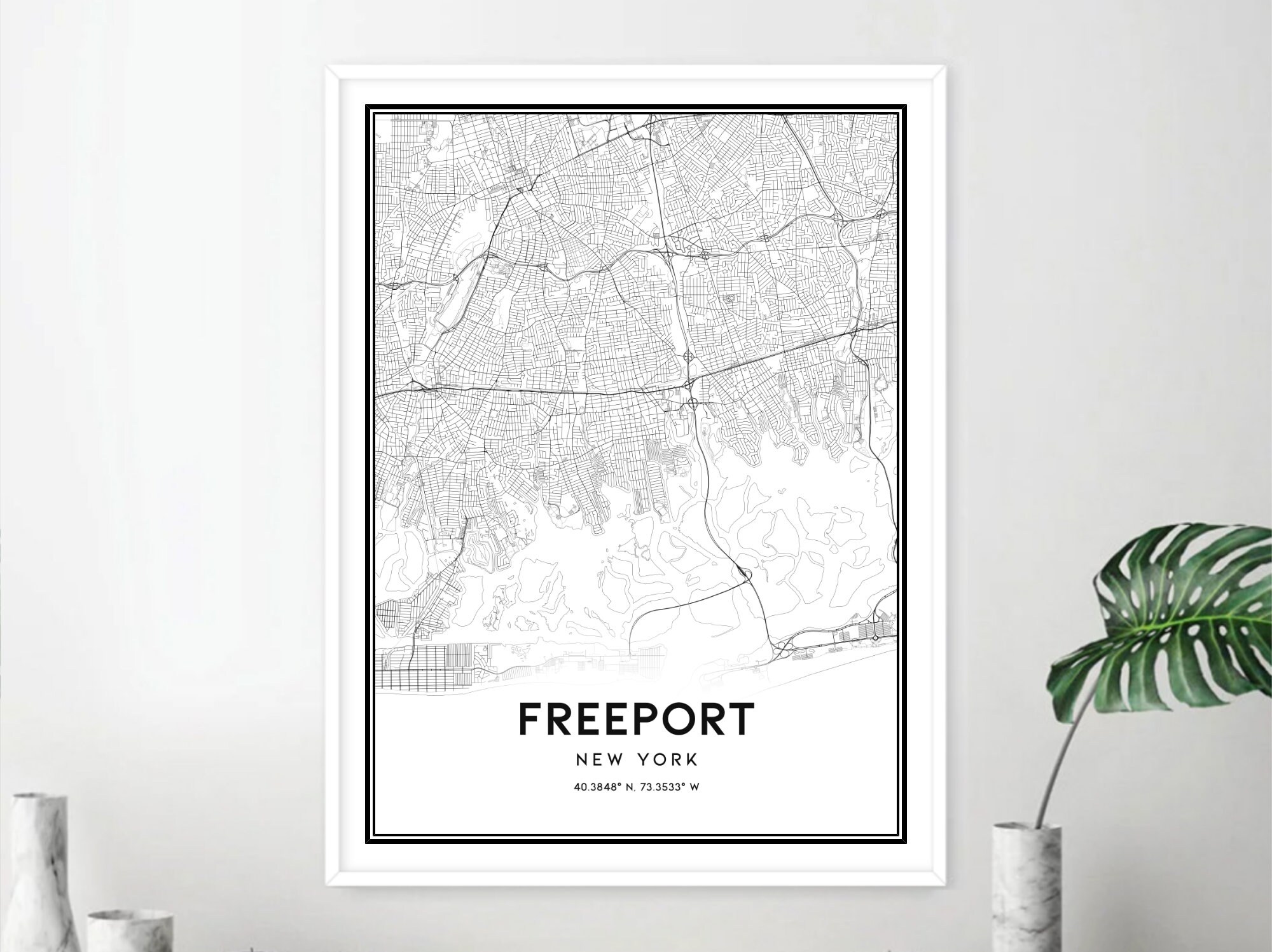 Freeport Map Print Freeport Map Poster Wall Art Ny City | Etsy