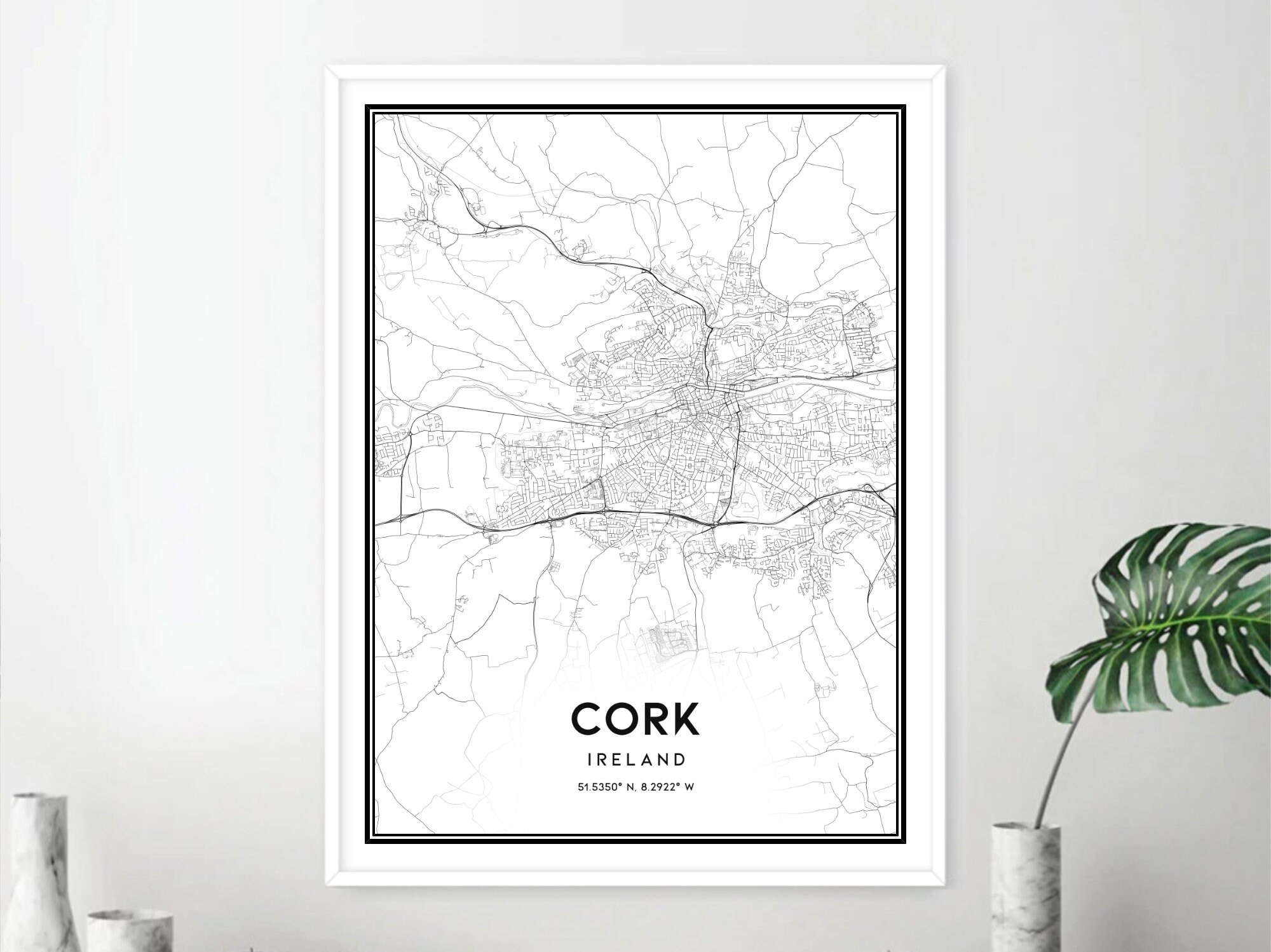 Cork Map Print Cork Map Poster Wall Art Cork City Map Cork - Etsy