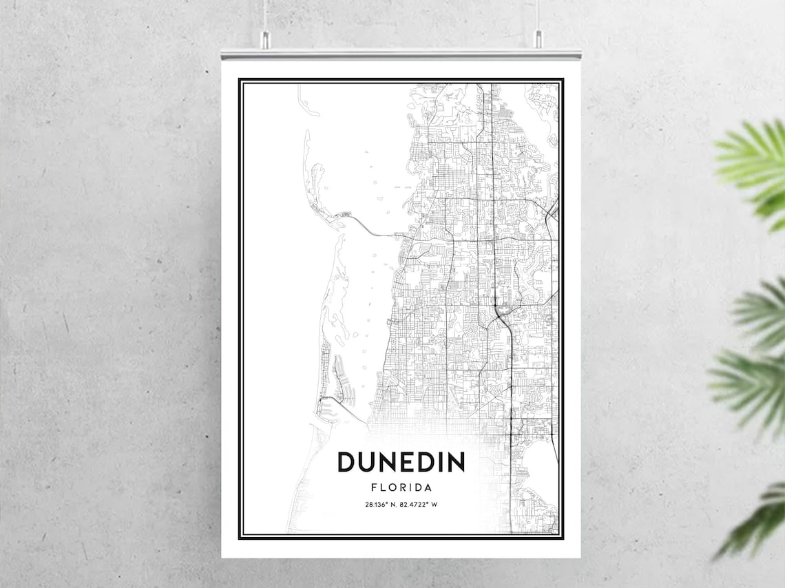 Dunedin Map Print Dunedin Map Poster Wall Art Fl City Map - Etsy
