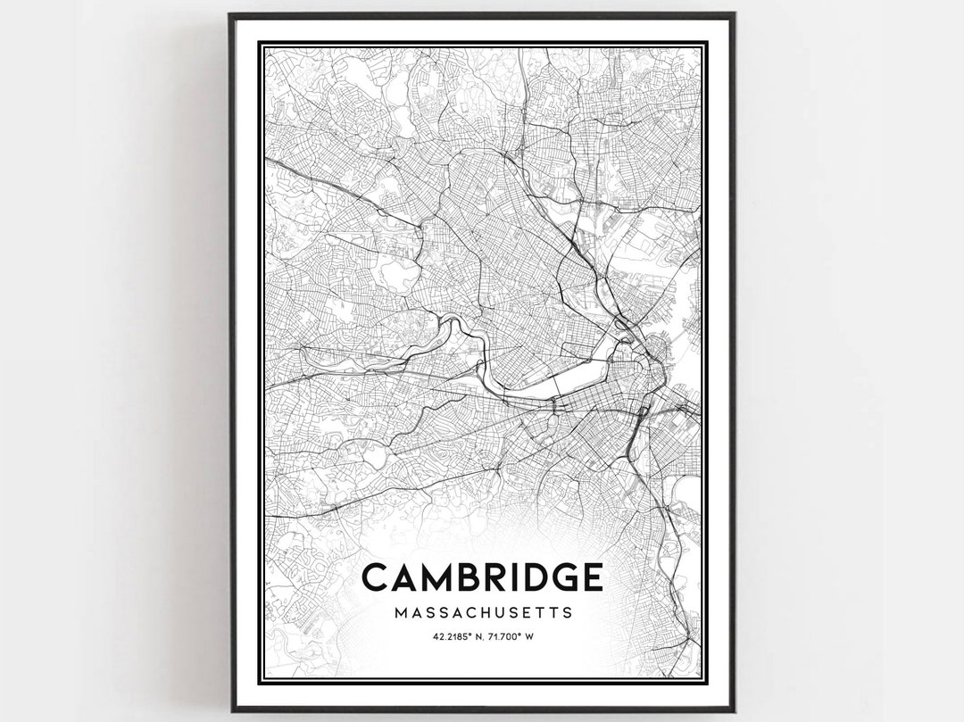 Cambridge Map Print, Cambridge Map Poster Wall Art, Ma City Map ...