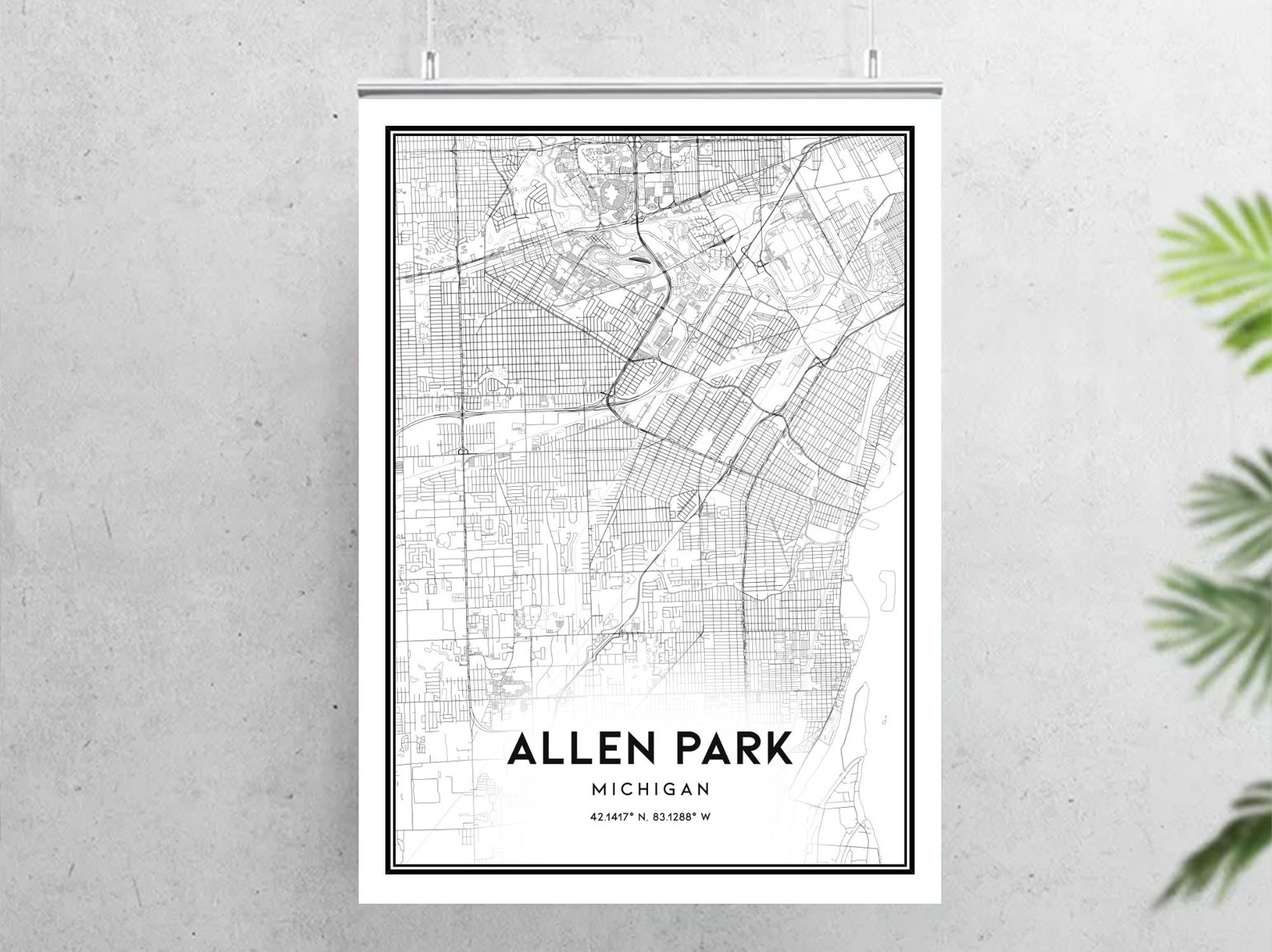 Allen Park Map Print Allen Park Map Poster Wall Art Mi City | Etsy