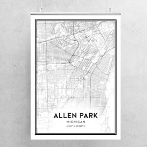 Allen Park Map Print, Allen Park Map Poster Wall Art, Mi City Map ...