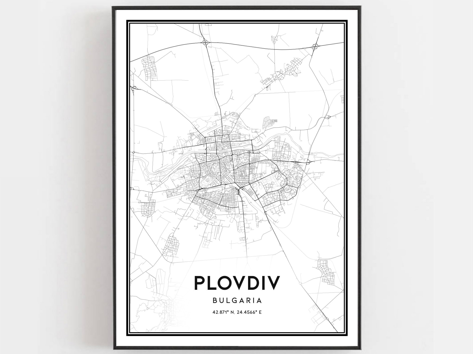 Plovdiv Map Print Plovdiv Map Poster Wall Art Plovdiv City | Etsy