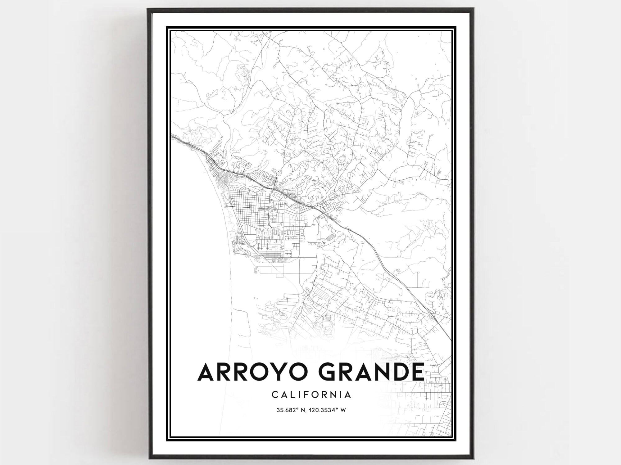 Arroyo Grande Map Print Arroyo Grande Map Poster Wall Art Ca | Etsy