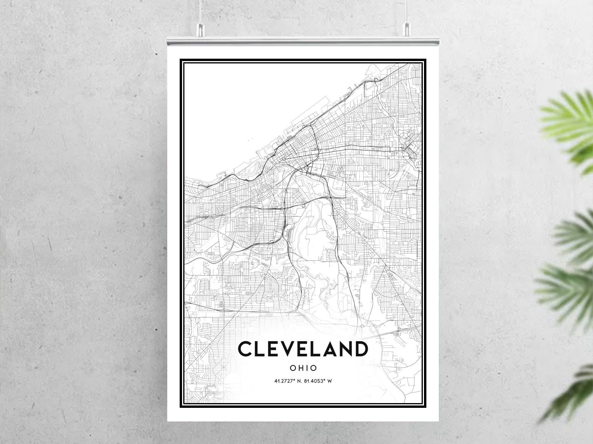 Cleveland Map Print, Cleveland Map Poster Wall Art, Oh City Map, Ohio ...