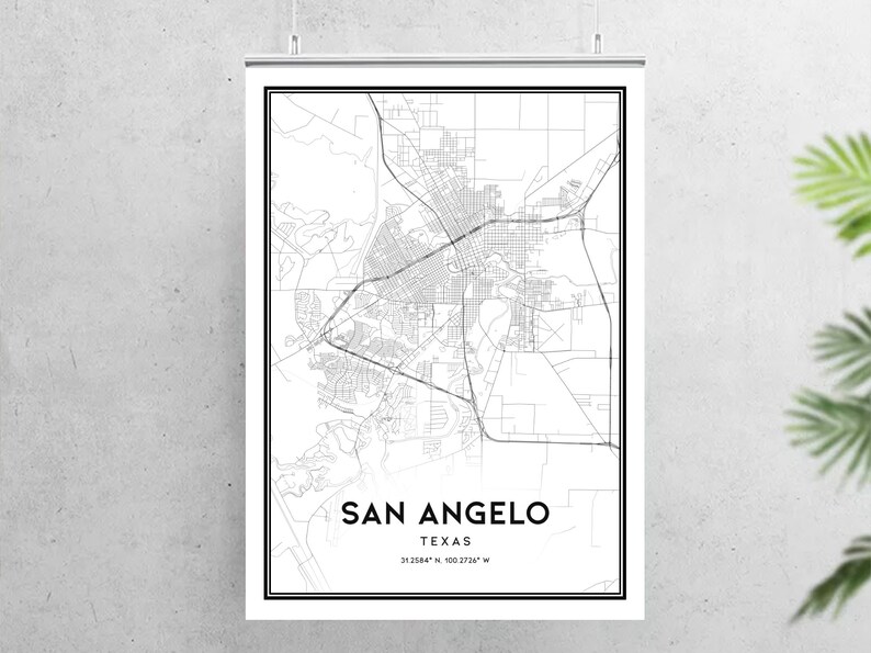 San Angelo Map Print San Angelo Map Poster Wall Art Tx City - Etsy