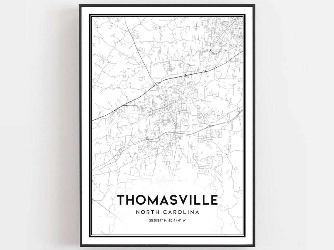 Thomasville Map Print Thomasville Map Poster Wall Art Nc - Etsy