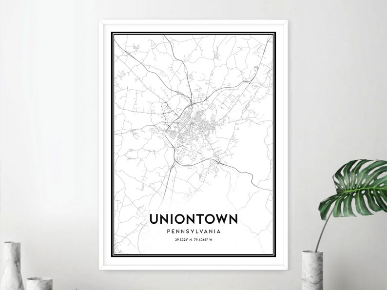 Uniontown Map Print, Uniontown Map Poster Wall Art, Pa City Map ...