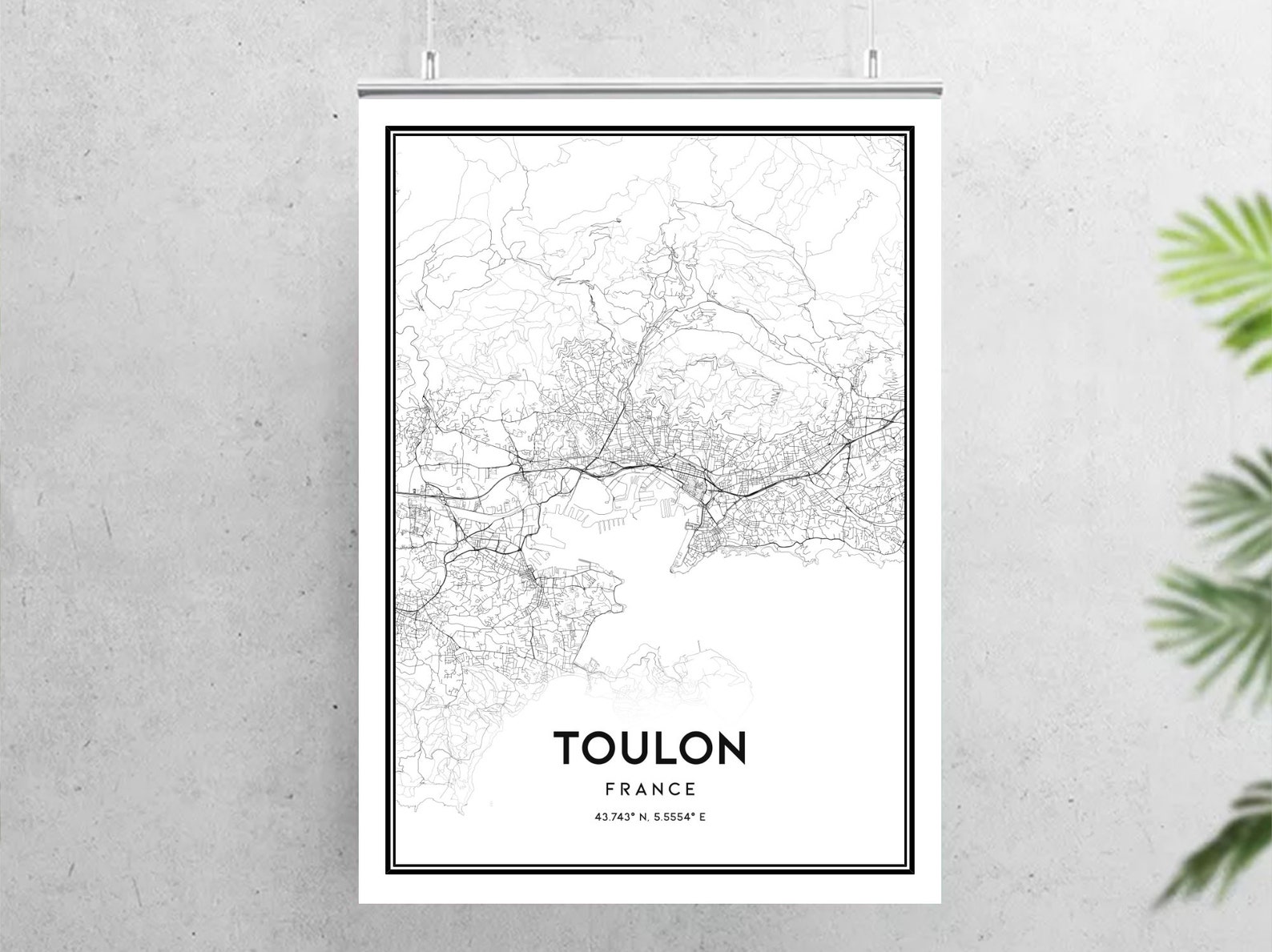 Toulon Map Print, Toulon Map Poster Wall Art, Toulon City Map, Toulon ...