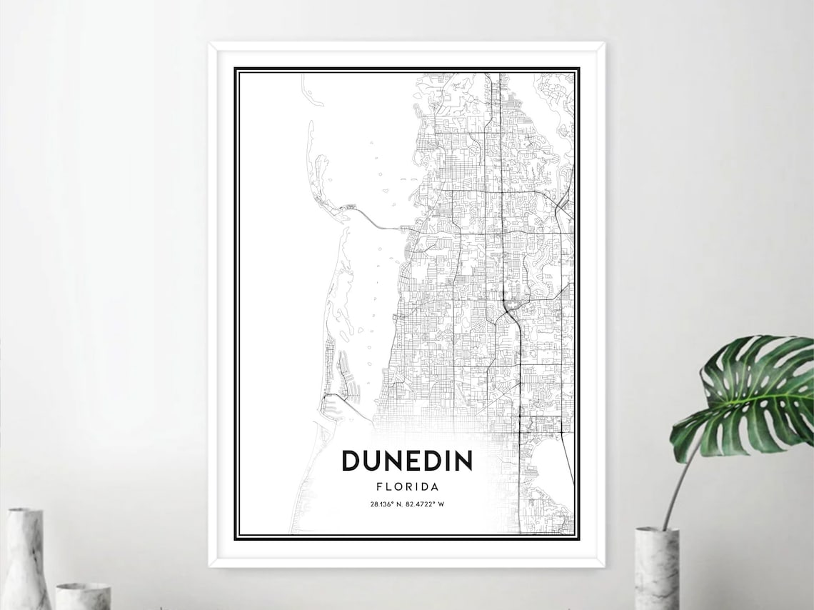 Dunedin Map Print Dunedin Map Poster Wall Art Fl City Map - Etsy