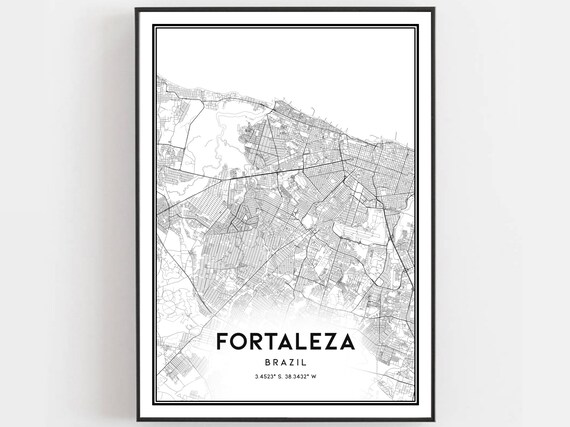 Fortaleza Map Print Fortaleza Map Poster Wall Art Fortaleza | Etsy