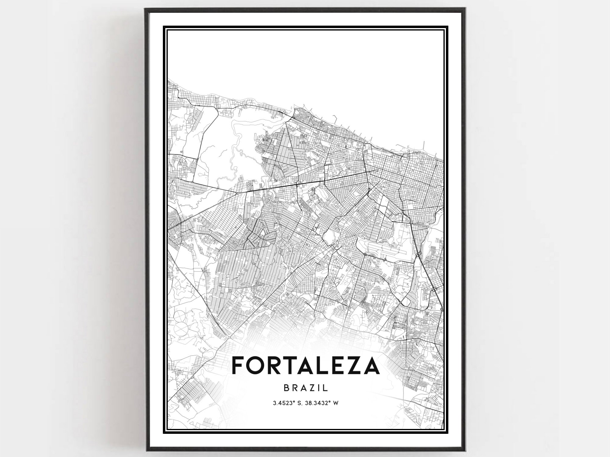 Fortaleza Map Print Fortaleza Map Poster Wall Art Fortaleza | Etsy