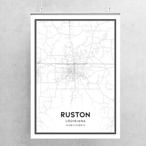 Buy Ruston Map Print, Ruston Map Poster Wall Art, La City Map ...