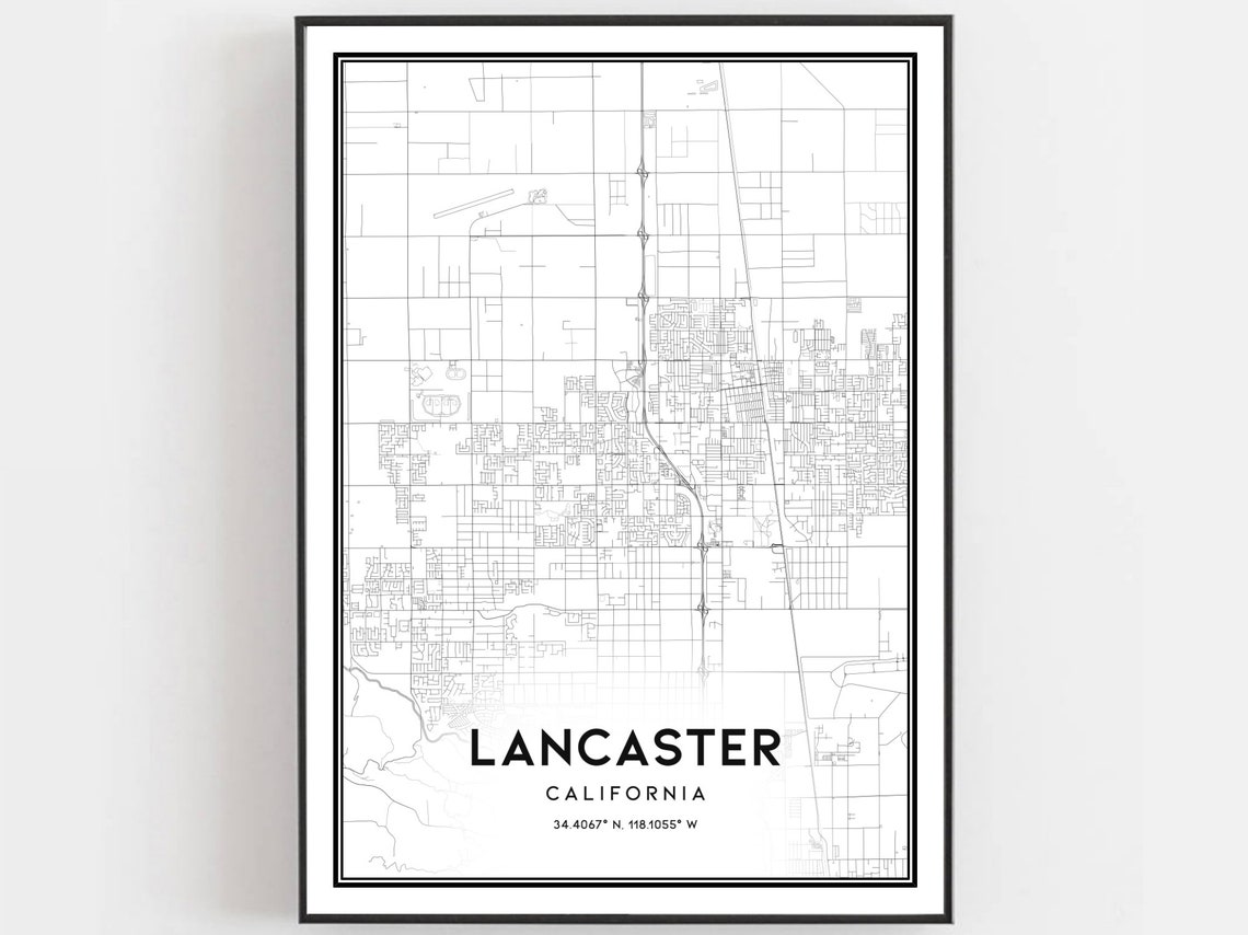 Lancaster Map Print Lancaster Map Poster Wall Art Ca City | Etsy
