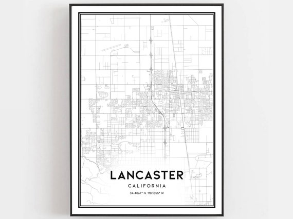 Lancaster Map Print Lancaster Map Poster Wall Art Ca City | Etsy