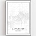 Lancaster Map Print, Lancaster Map Poster Wall Art, Ca City Map ...