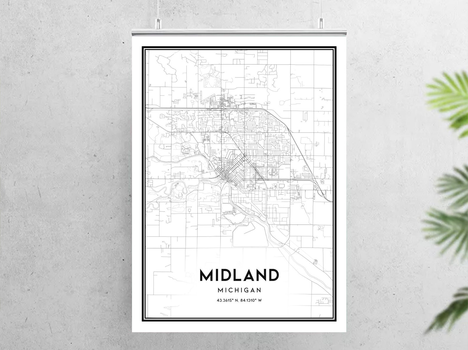 Midland Map Print Midland Map Poster Wall Art Mi City Map | Etsy