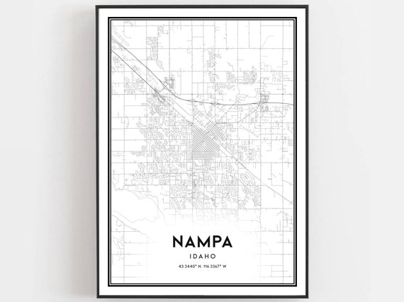 Nampa Map Print Nampa Map Poster Wall Art Id City Map Idaho | Etsy