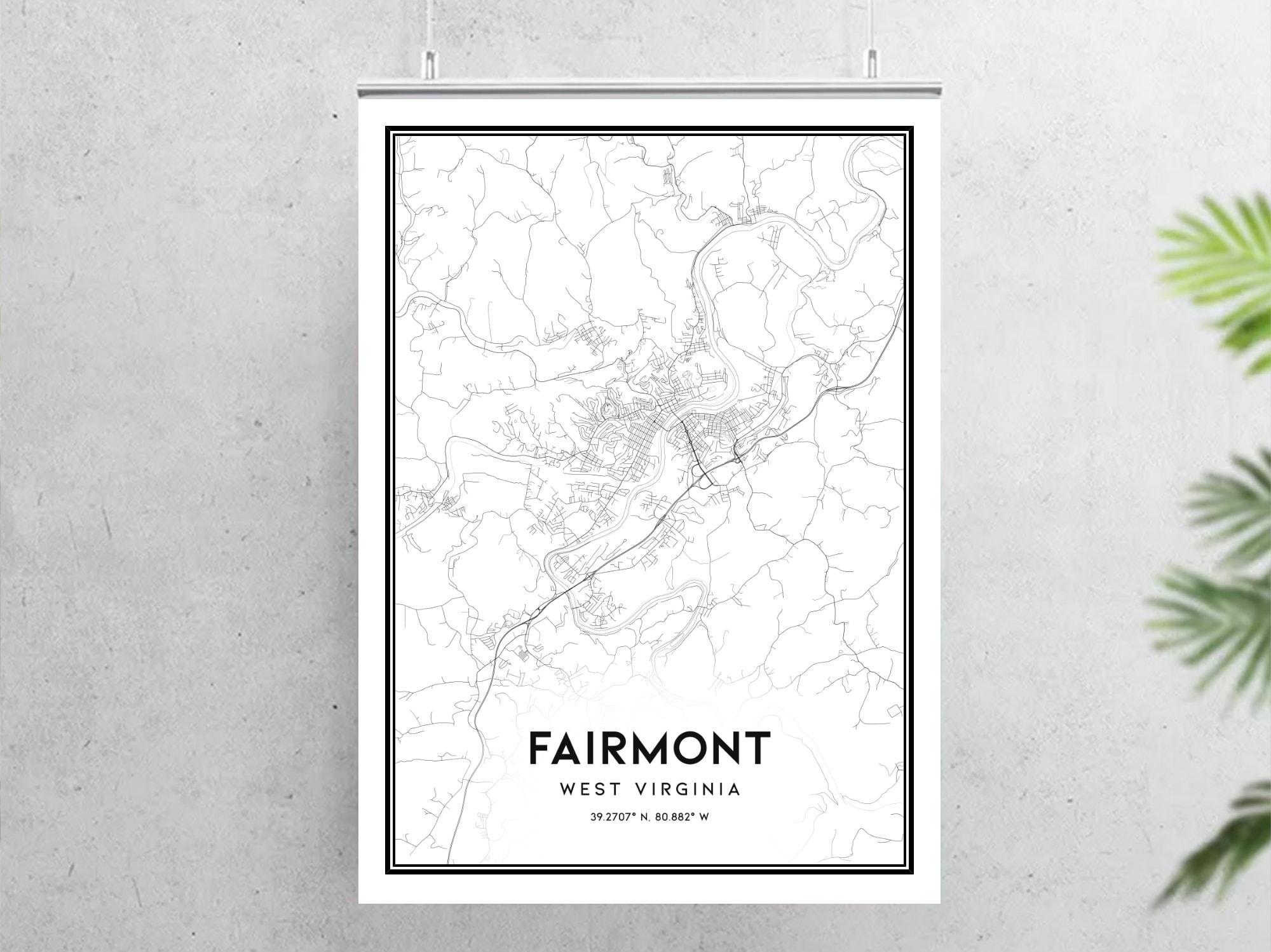 Fairmont Map Print Fairmont Map Poster Wall Art Va City Map | Etsy