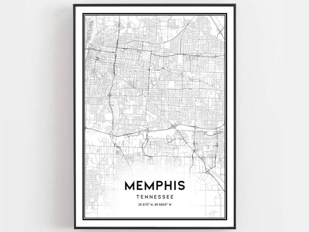Memphis Map Print, Memphis Map Poster Wall Art, Tn City Map, Tennessee ...