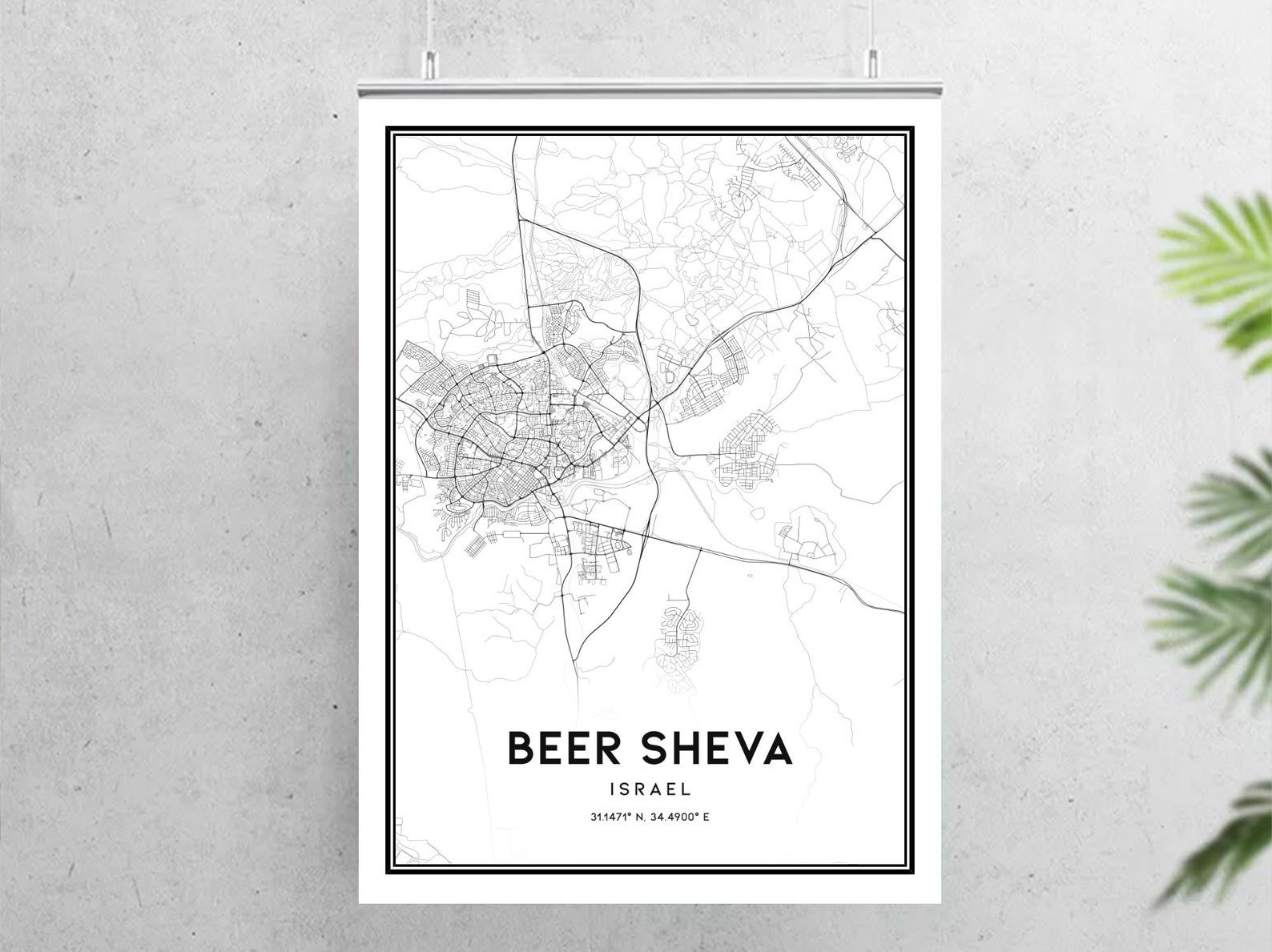 Beer Sheva Map Print, Beer Sheva Map Poster Wall Art, Beer Sheva City ...
