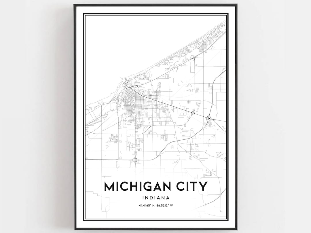 Michigan City Map Print, Michigan City Map Poster Wall Art, in City Map ...