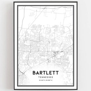 Bartlett Map Print, Bartlett Map Poster Wall Art, Tn City Map ...