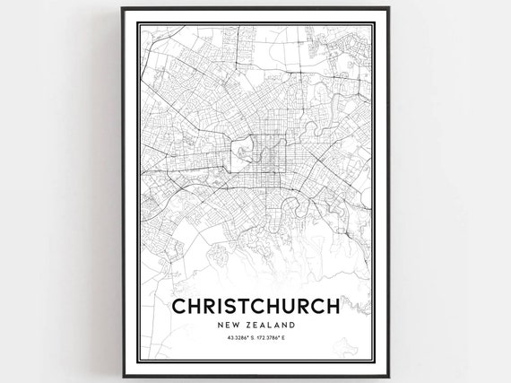 Christchurch Map Print Christchurch Map Poster Wall Art | Etsy