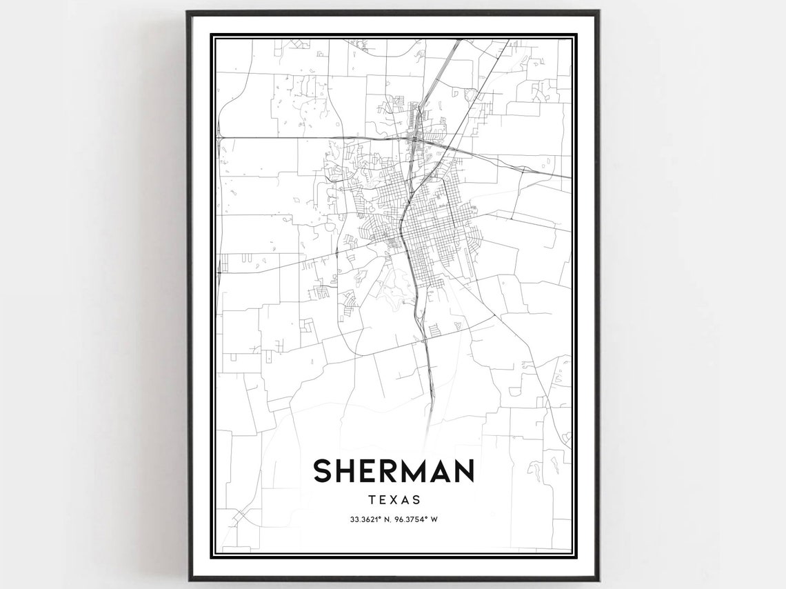Sherman Map Print Sherman Map Poster Wall Art Tx City Map - Etsy Ireland