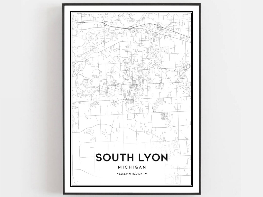 South Lyon Map Print, South Lyon Map Poster Wall Art, Mi City Map ...