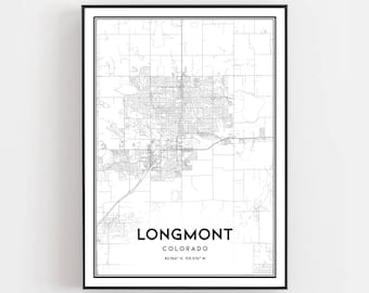 Longmont Map Print, Longmont Map Poster Wall Art, Co City Map, Colorado ...