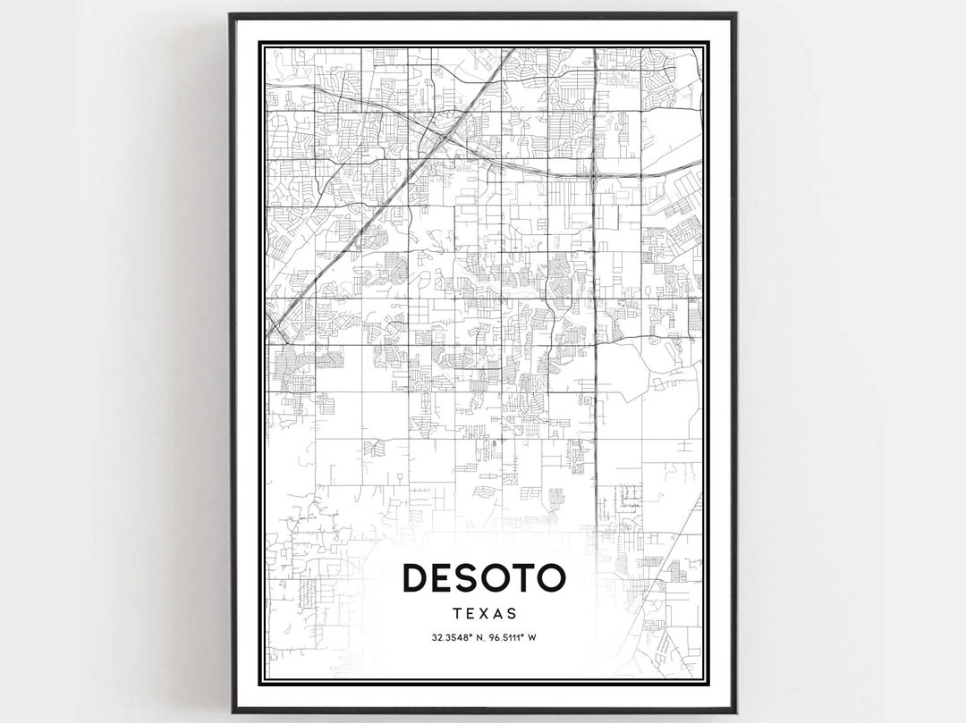 Desoto Map Print, Desoto Map Poster Wall Art, Tx City Map, Texas Print ...