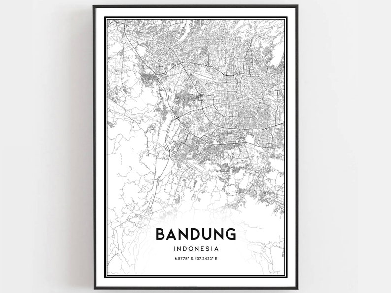 Bandung Map Print Bandung Map Poster Wall Art Bandung City | Etsy