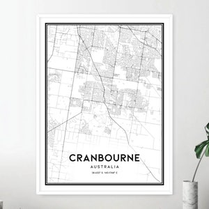 Cranbourne Map Print, Cranbourne Map Poster Wall Art, Cranbourne City ...