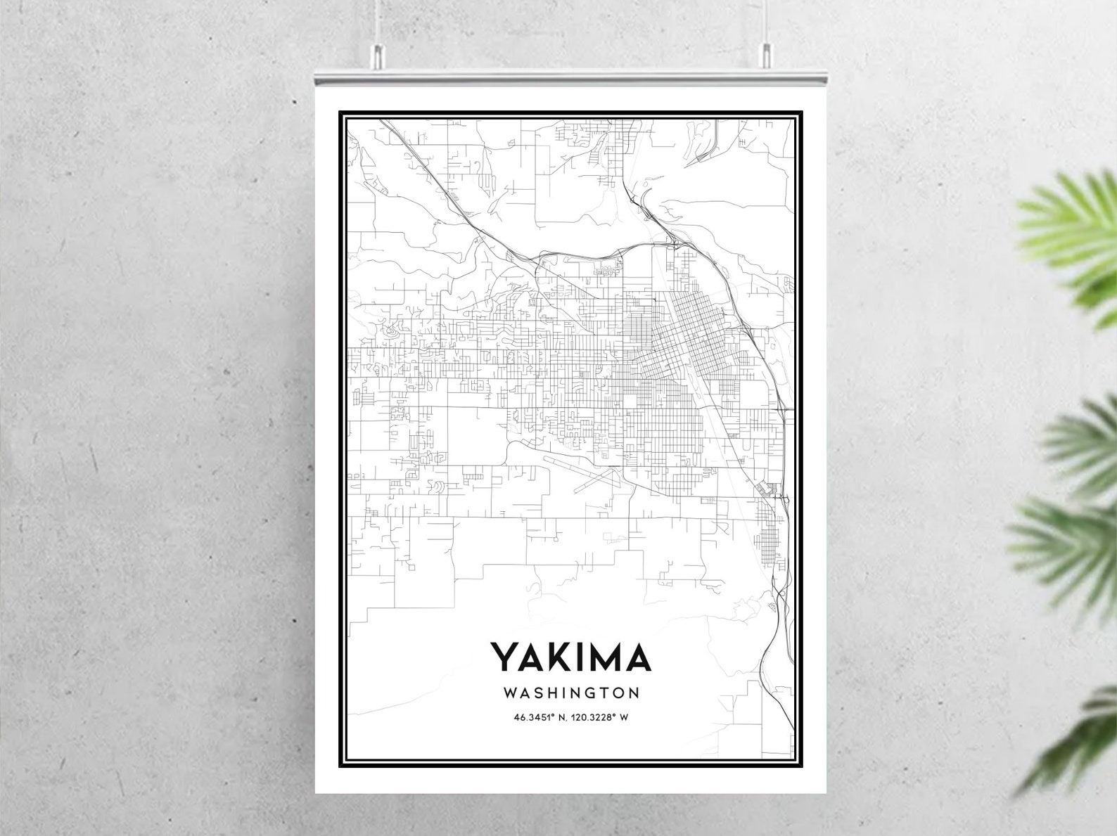Yakima Map Print Yakima Map Poster Wall Art Wa City Map | Etsy