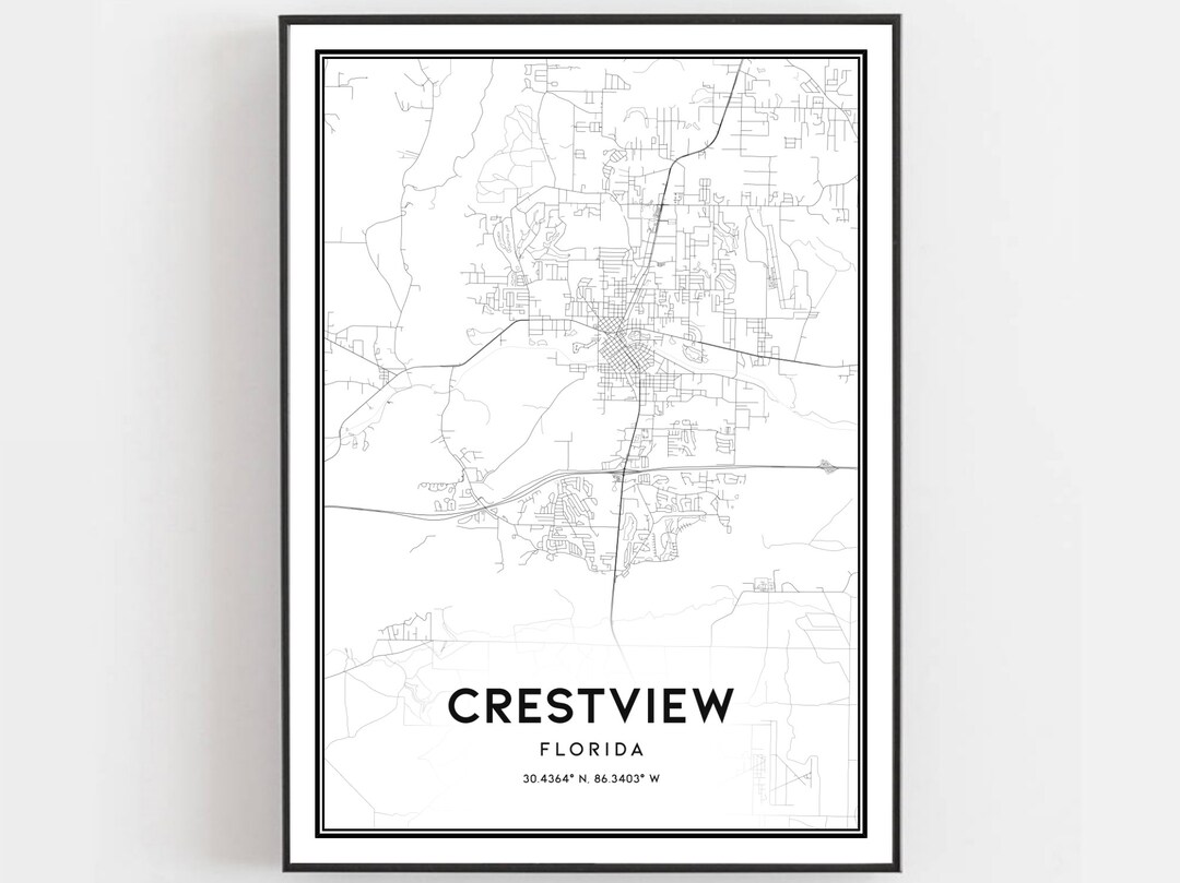 Crestview Map Print, Crestview Map Poster Wall Art, Fl City Map ...