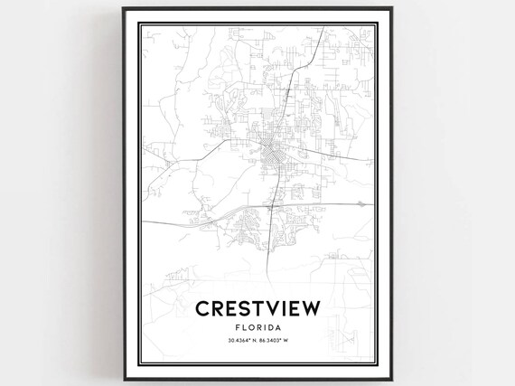 Crestview Map Print Crestview Map Poster Wall Art Fl City | Etsy