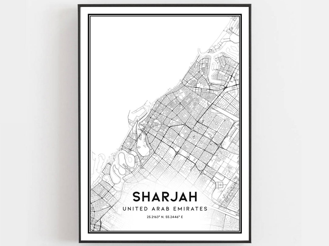 Sharjah Map Print, Sharjah Map Poster Wall Art, Sharjah City Map ...