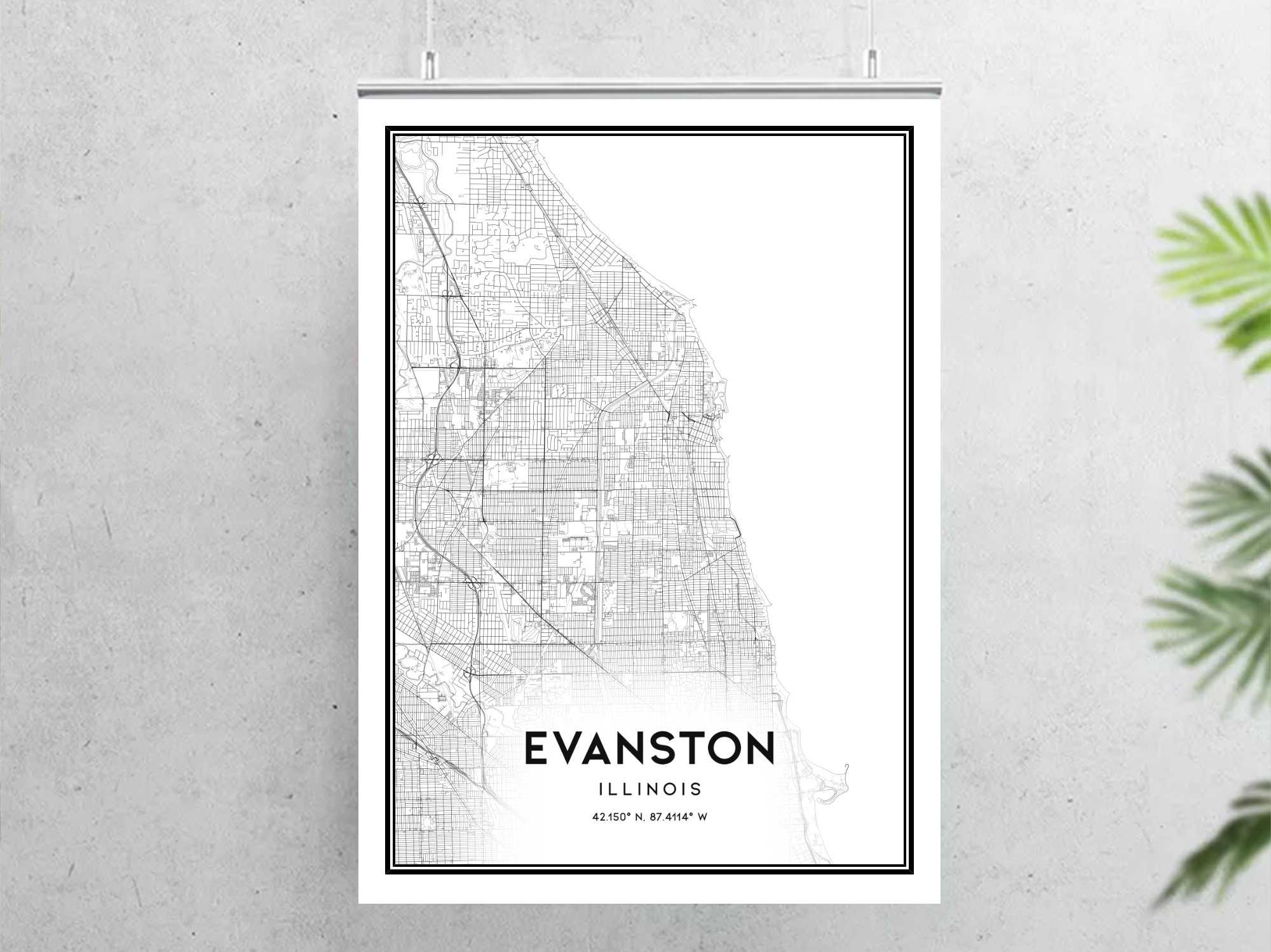 Evanston Map Print Evanston Map Poster Wall Art Il City Map | Etsy