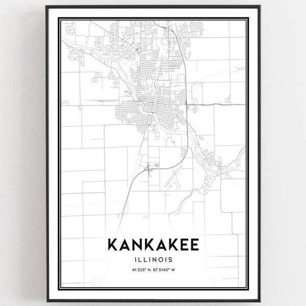 Kankakee Map Poster - Etsy