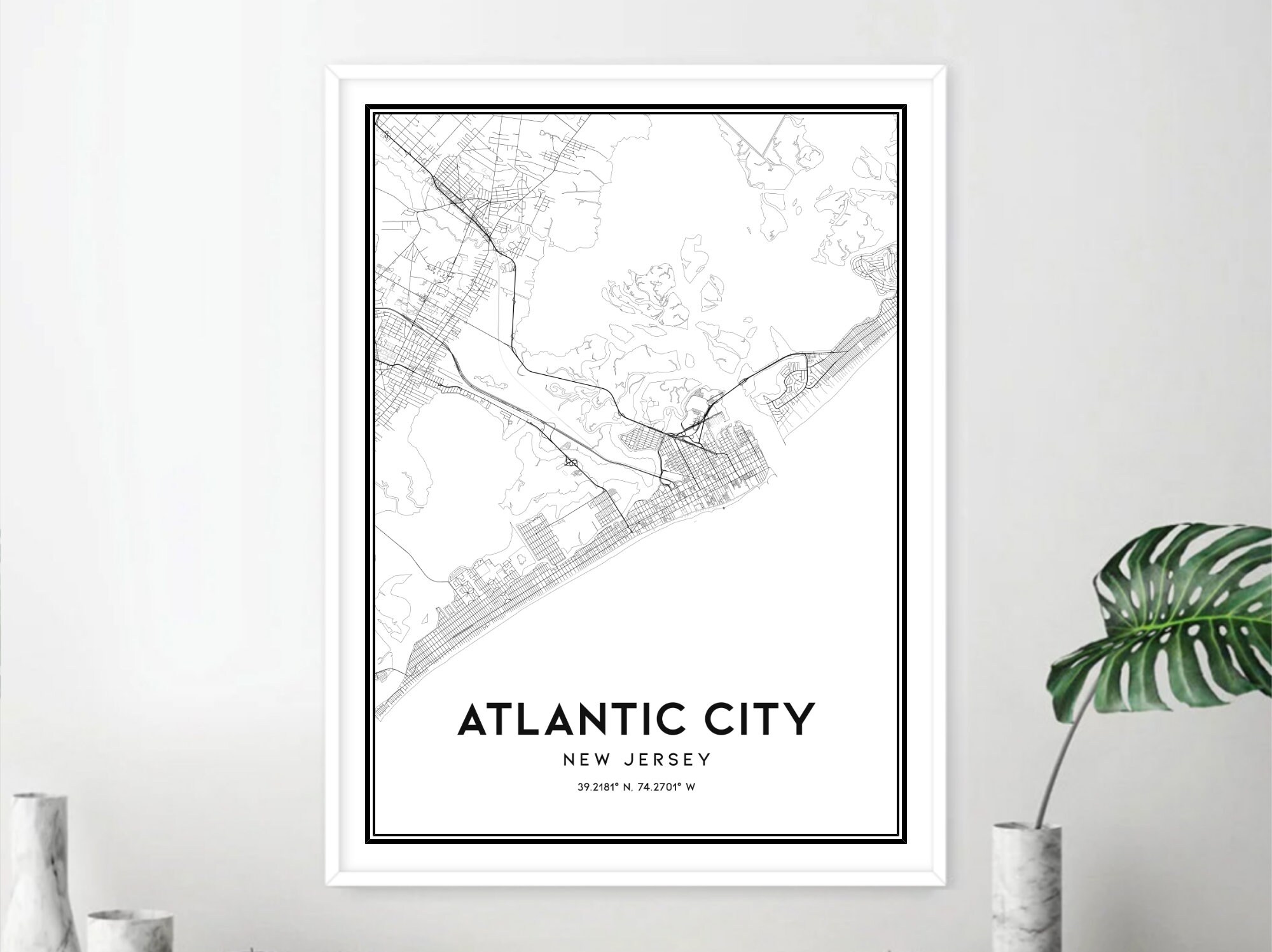 Atlantic City Map Print, Atlantic City Map Poster Wall Art, Nj City Map ...