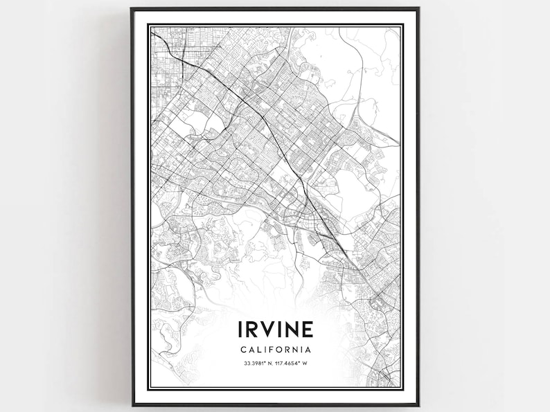 Irvine Map Print, Irvine Map Poster Wall Art, Ca City Map, California ...