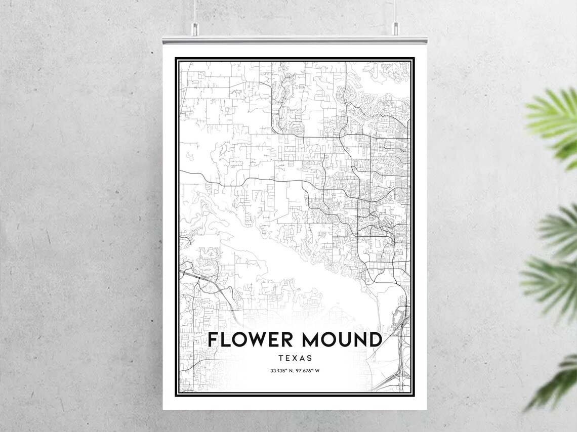 Flower Mound Map Print Flower Mound Map Poster Wall Art Tx - Etsy