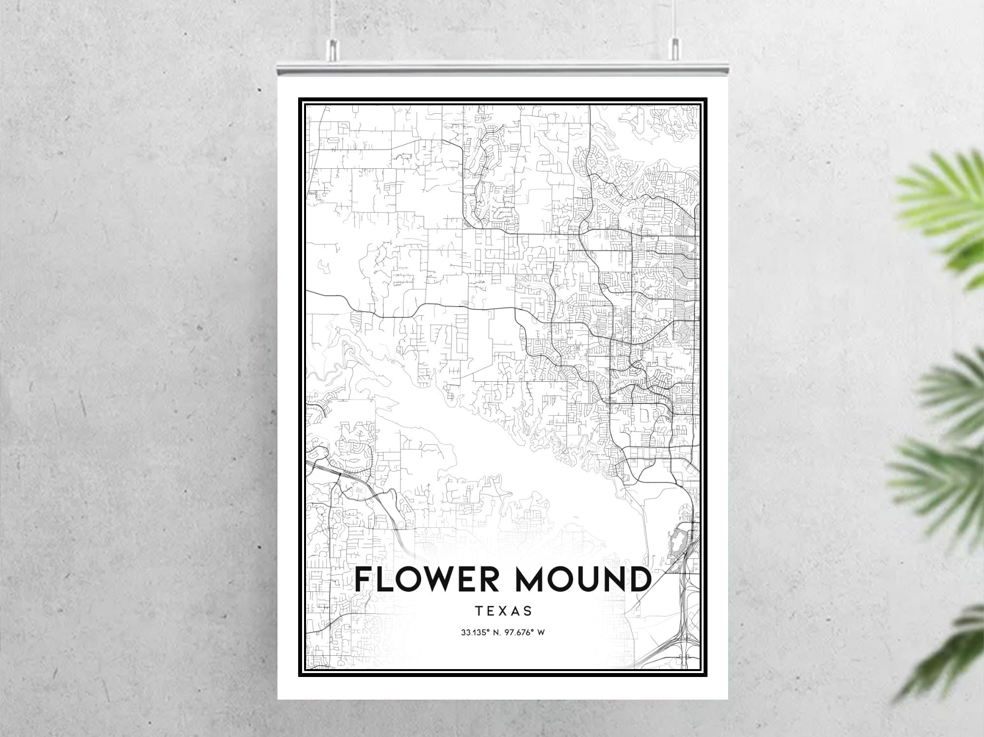 Flower Mound Map Print Flower Mound Map Poster Wall Art Tx | Etsy
