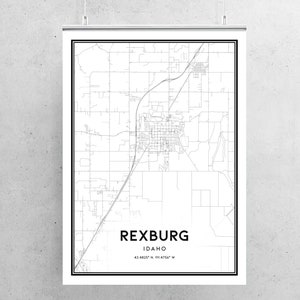 Rexburg Map Print, Rexburg Map Poster Wall Art, Id City Map, Idaho ...