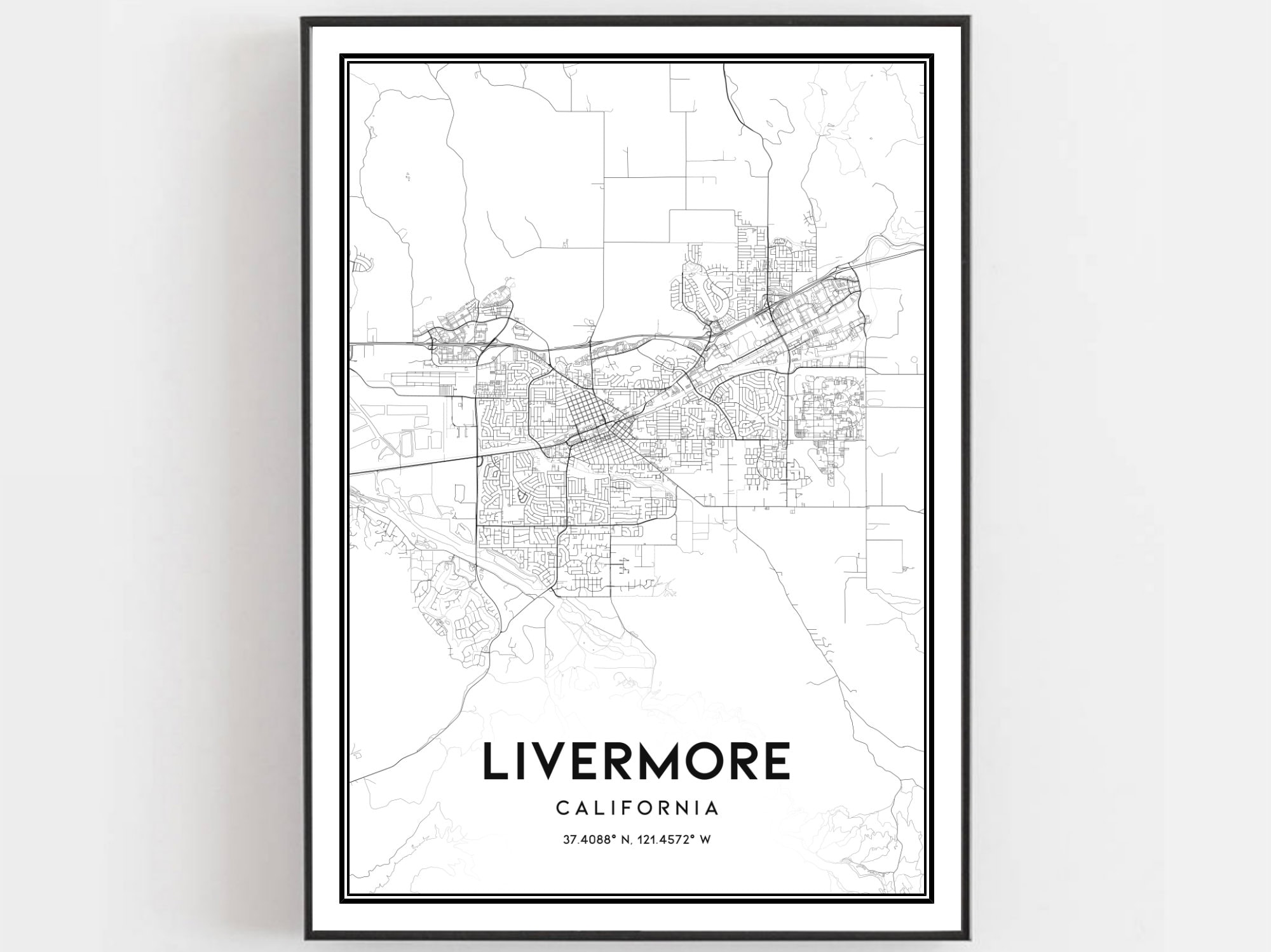 Livermore Map Print Livermore Map Poster Wall Art Ca City | Etsy