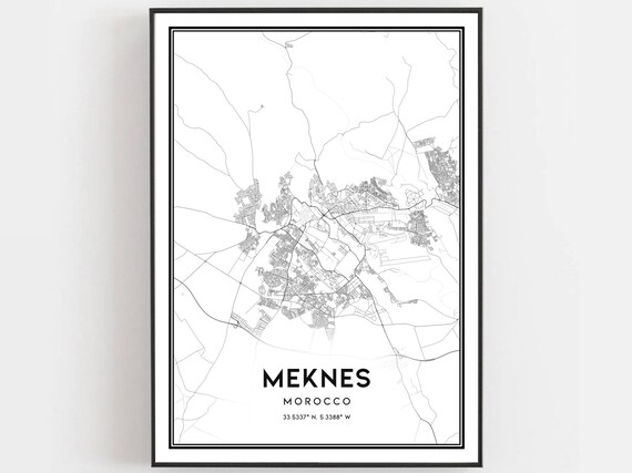 Meknes Map Print Meknes Map Poster Wall Art Meknes City Map - Etsy