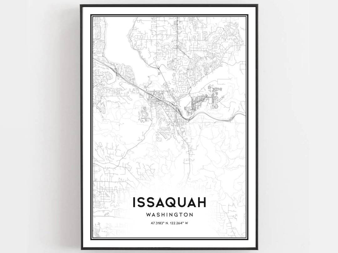 Issaquah Map Print, Issaquah Map Poster Wall Art, Wa City Map ...